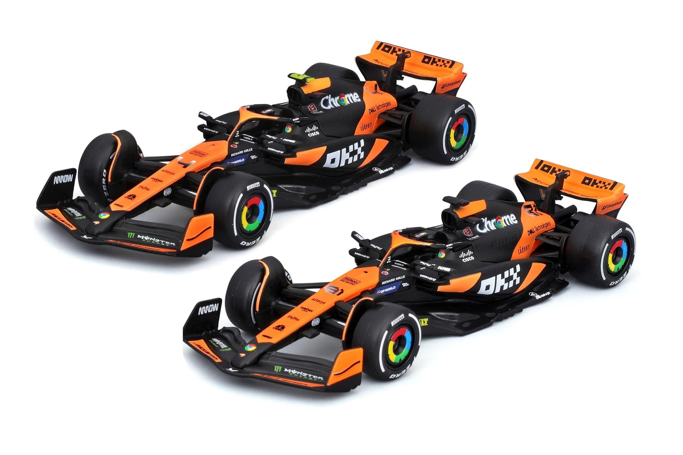 2024 McLaren MCL38 Team 2-Pack, Black /Orange - Bburago 18-38202 - 1/43 ...