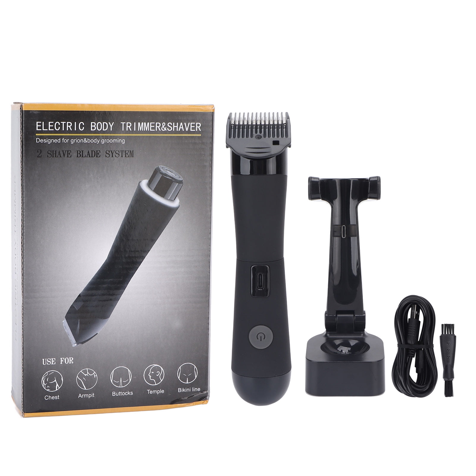 2024 Men Body Trimmer Waterproof Rechargeable Electric Double Head Body ...