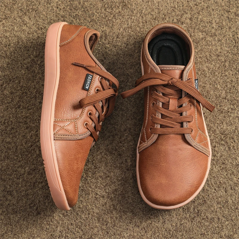 2024 Men Shoes New Flats Walking Leather Casual Shoes Men Barefoot Wide ...