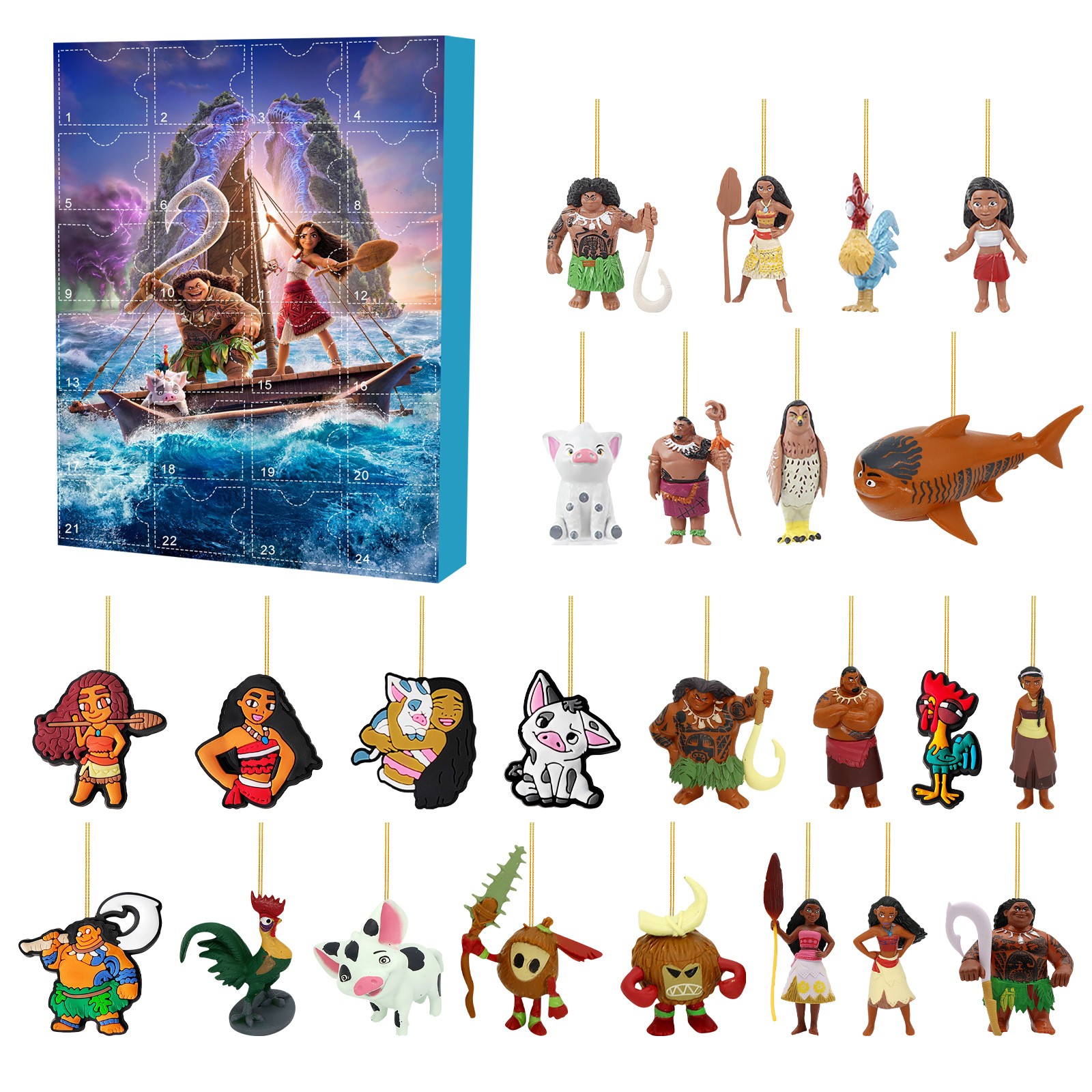 2024 Moana 2 Pendants Advent Calendar, Christmas Gifts, 24Pcs Moana 2D ...