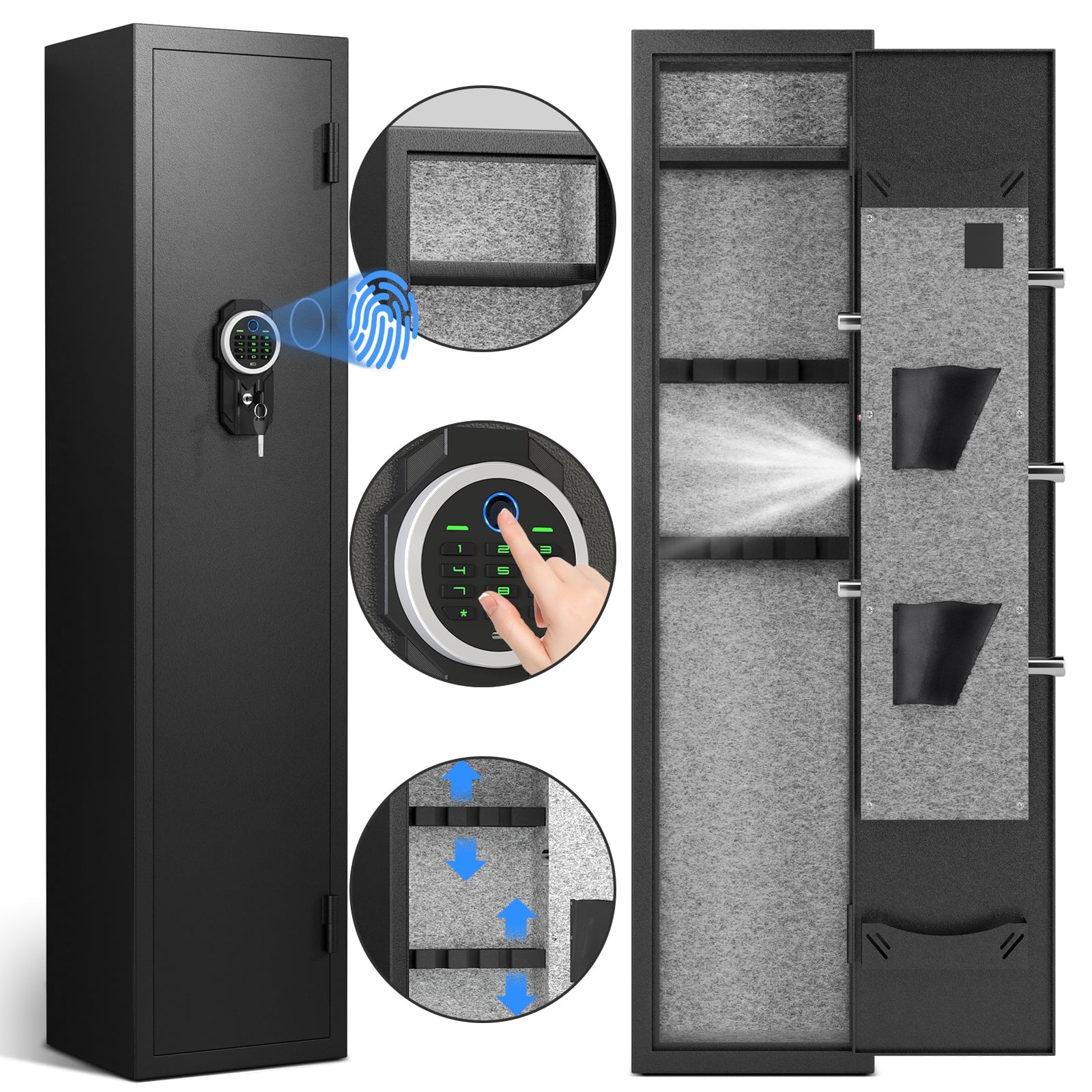[2024 NEW] 2-3 Gun Safe, Biometric Fingerprint Gun Safe, Large Long Gun ...