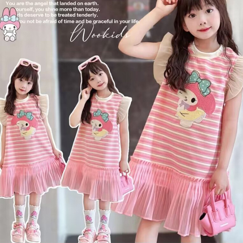 2024 NEW Kawaii Sanrio Kuromi Bad Badtz Maru Pochacco Summer Skirt Sweet Child Little Girl ...