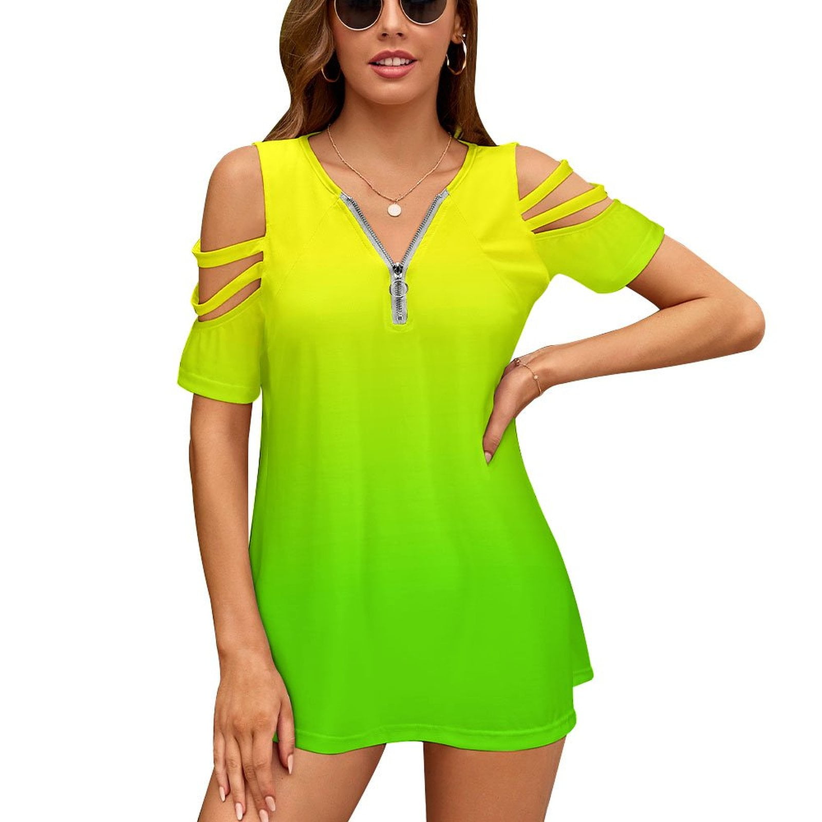 2024 Neon Yellow And Neon Yellow Green Ombré Shade Color Fade Women ...