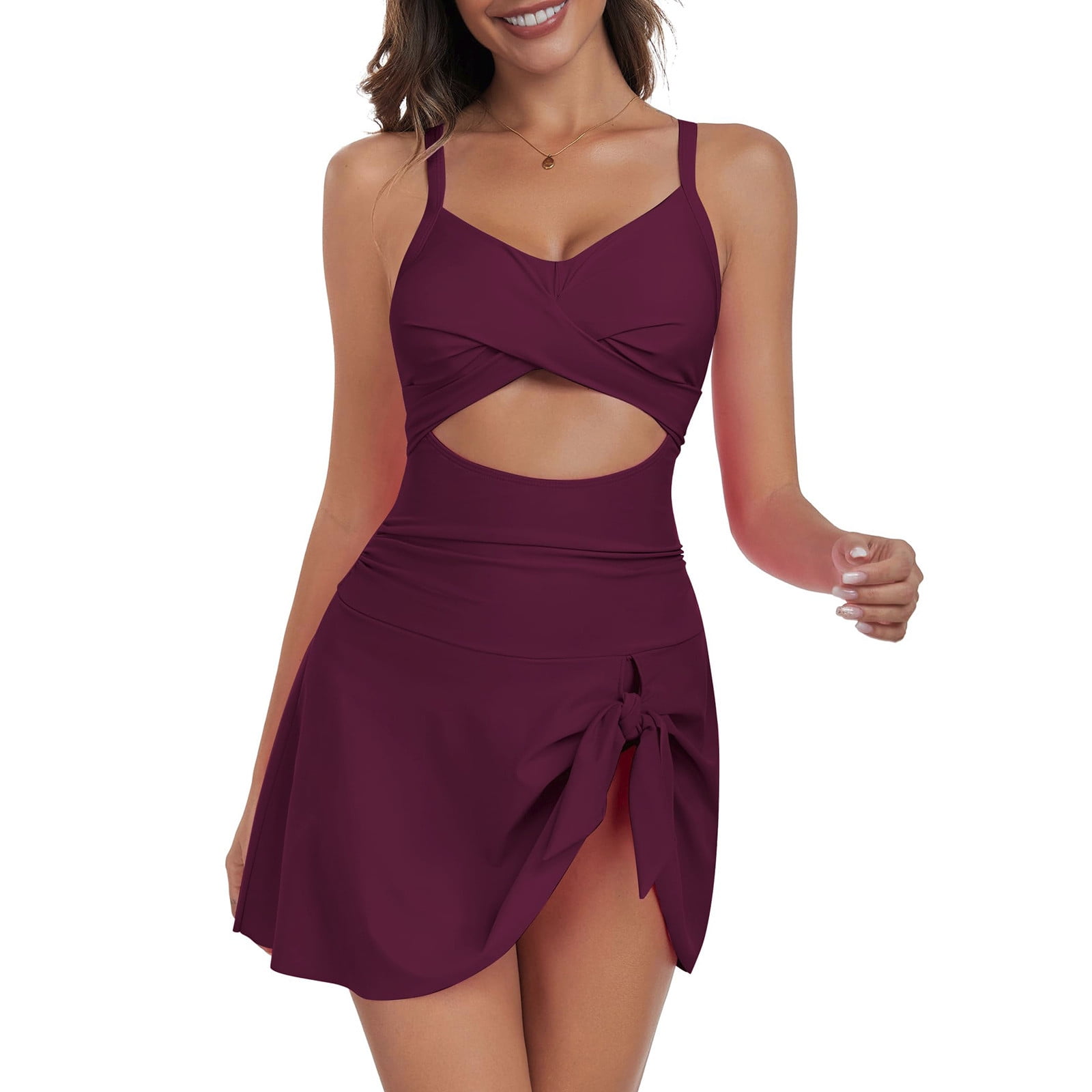 2024 New 1 Piece Swimsuit Beach Pool 1piece Swimdress Bathing Suit Push