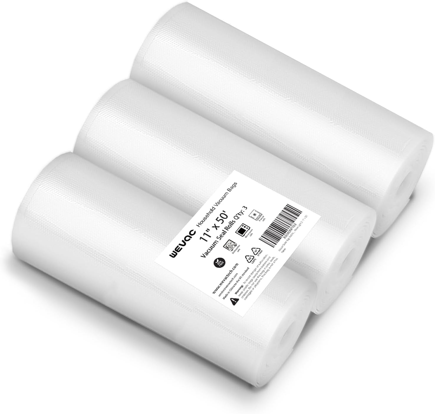 2024 New 11" x 50' 3 Rolls, Vacuum Sealer Rolls Bags for Food, Great ...