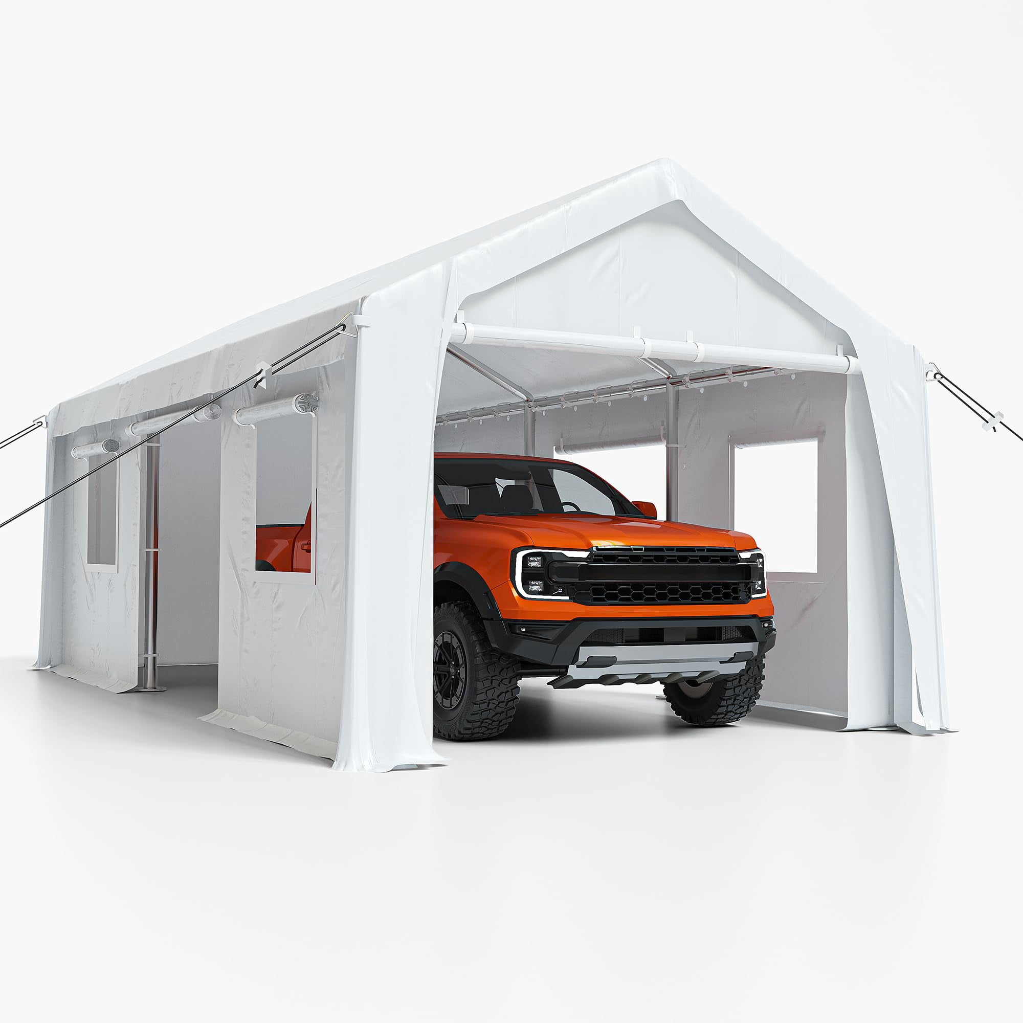 KTENME 156" x 240" x 132" Car Canopy with Removable Sidewalls & Doors ...