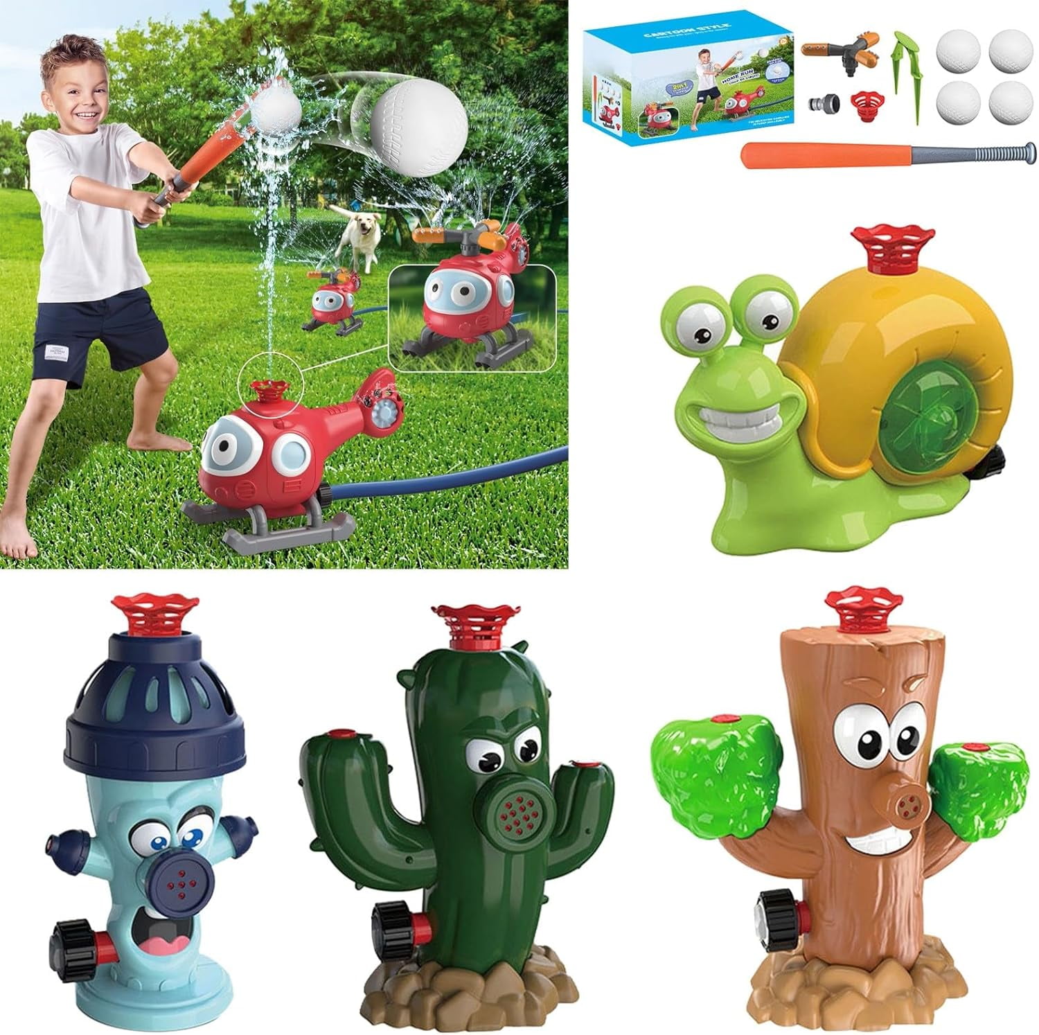 2024 New 2-in-1 Water Sprinkler Baseball Toy for Kids Outdoor Play ...