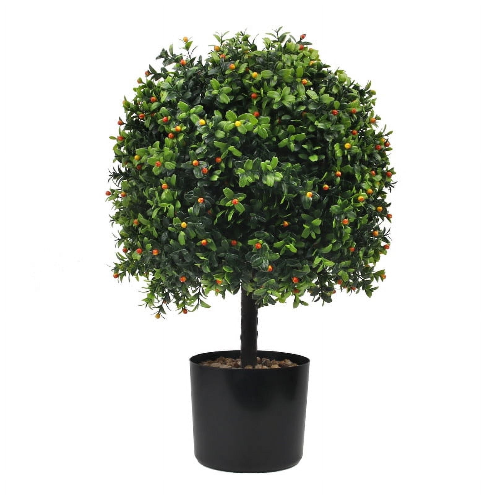 2024 New 20" Artificial Topiary Trees Set of 2, Fake Topiary Boxwood ...