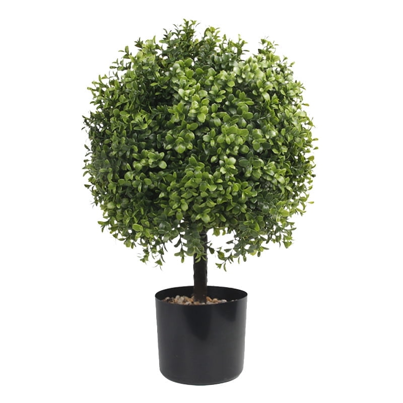 2024 New 20" Artificial Topiary Trees Set of 2, Fake Topiary Boxwood ...