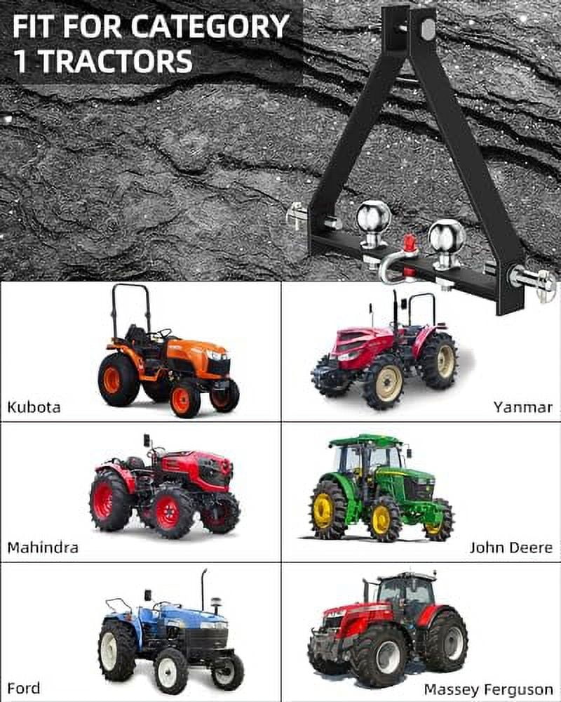 2024 New 3 Point Quick Hitch Category 1 with 2 Trailer Hitch Ball ...