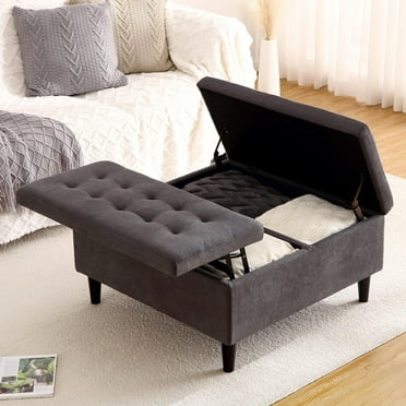 HUIMO Large Square Ottoman Coffee Table for Living Room, Upholstered ...