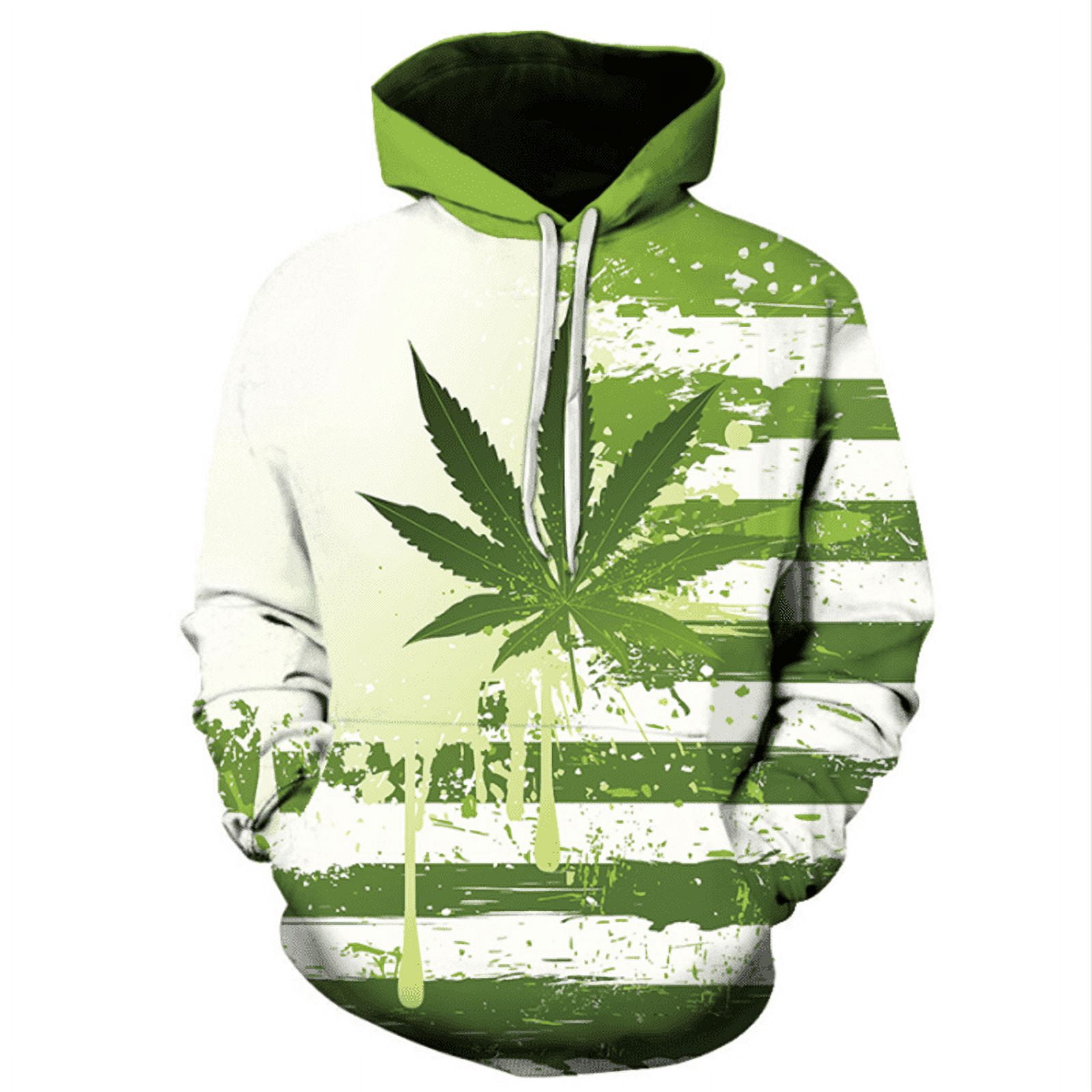 2024 New 3D Printed Weed Pullover Men and Women Leaves Hooded ...