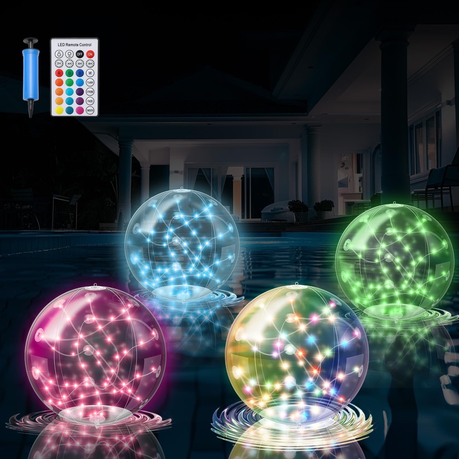 2024 New - 5 Sets Of Inflatable Solar Light Emitting Balls Transparent ...