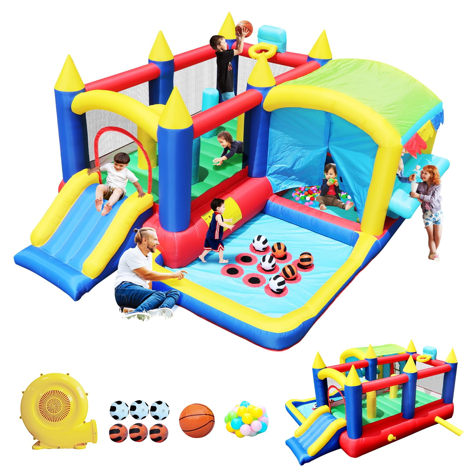 2024 New 7 in 1 Inflatable Bounce House, Bouncy House with Ball Pit for ...