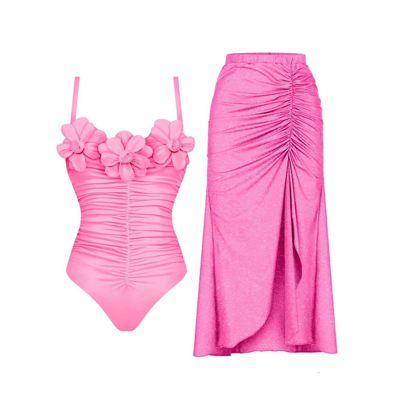 2024 New Arrival 2-Piece One Piece Swimsuit With Cover Up Sexy Swimwear Women Push Up Swim Suits ...