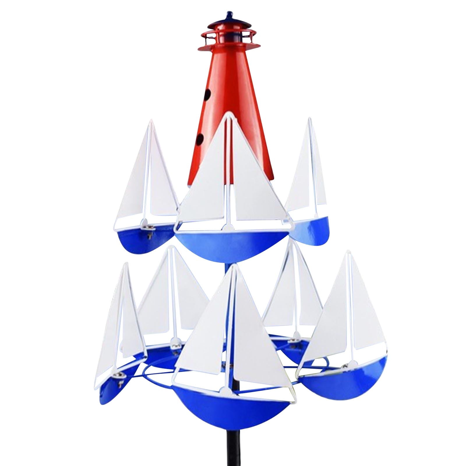 2024 New Art Garden Wind Sculpture Kinetic, Summer Lighthouse Sailboat ...
