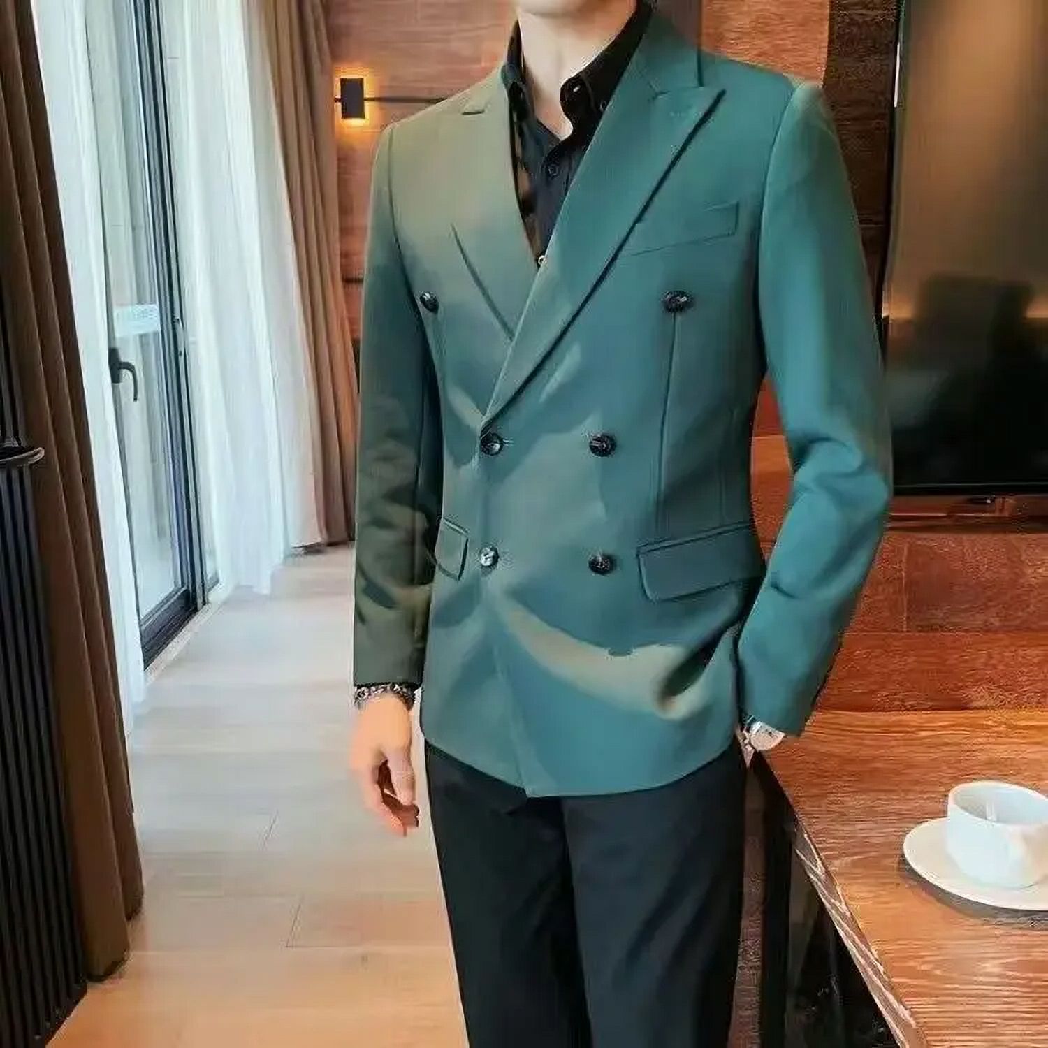 2024 New Blazer Hombre Double-breasted Business Casual Men's Jacket ...