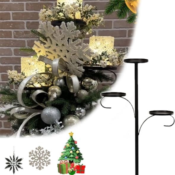 2024 New Christmas Tree Candle Holder, Shelf for Christmas Tree, Black ...