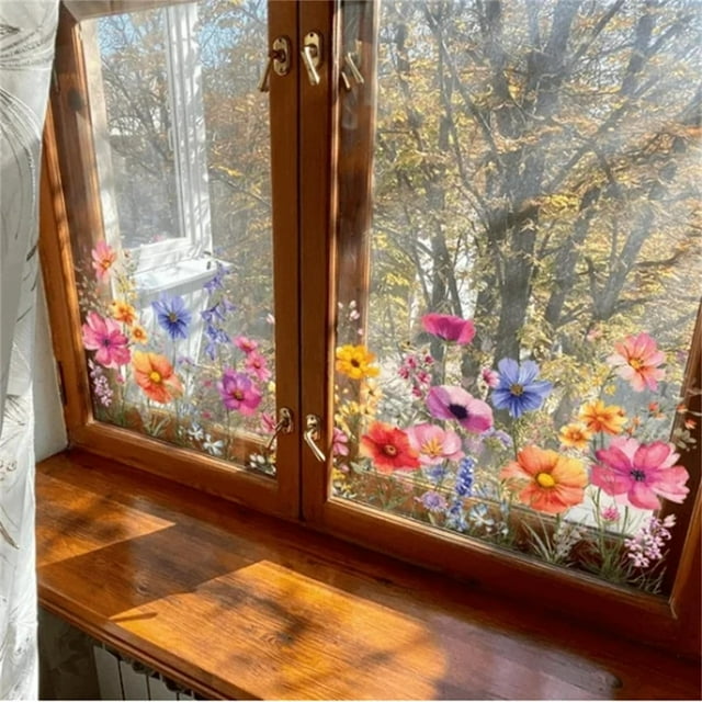 2024 New Colorful Floral Bouquet Window Sticker, Window Wall Decal ...