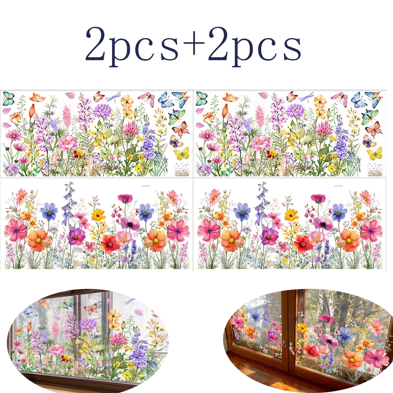 2024 New Colorful Flower Bouquet Window Stickers, Window Wall Stickers ...