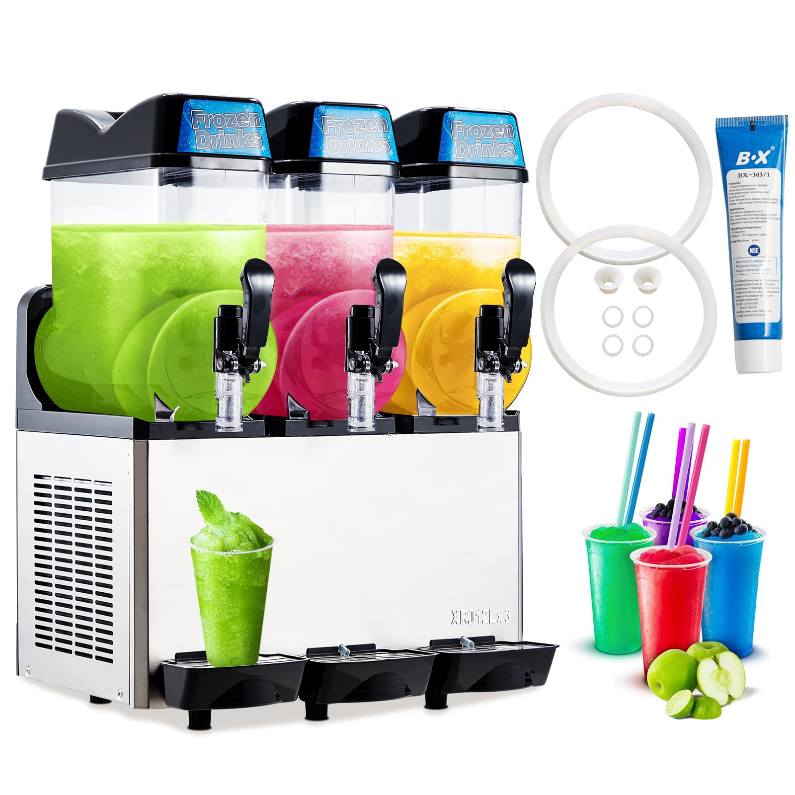 2024 New Commercial Slushy Machine 12L X 3, 9.6 Gal Margarita Machine ...