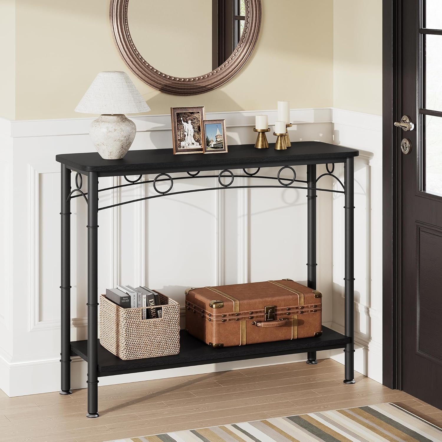 2024 New Console Table Retro Sofa Table with Storage, 2 Tier Entryway ...