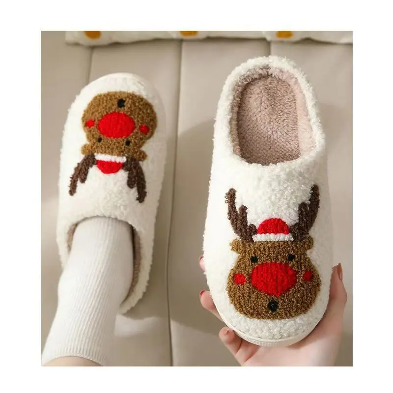 2024 New Cute Christmas Tree Cotton Slippers for Women Winter Ins Warm ...