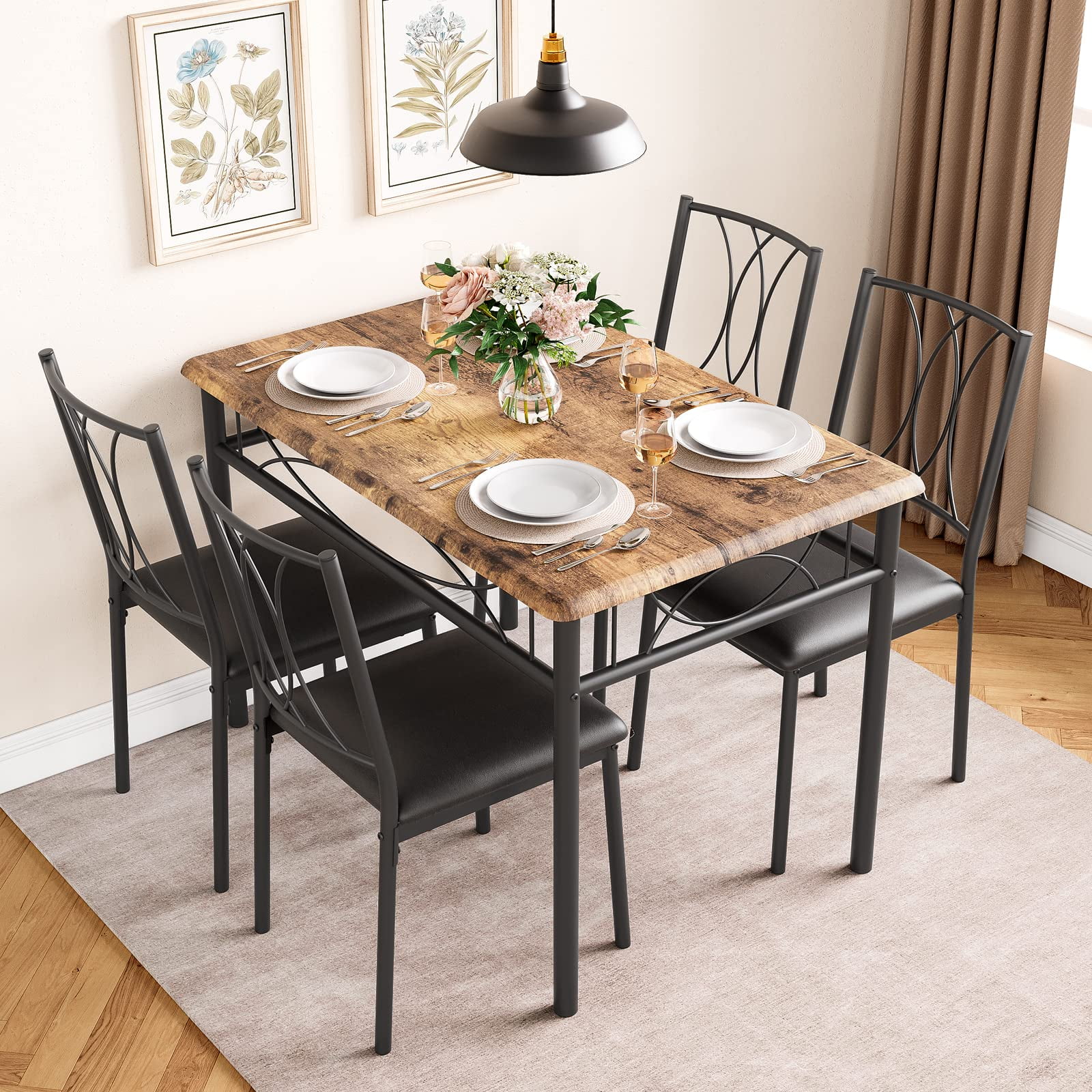 2024 New Dining Table Set for 4, Kitchen Table and Chairs for 4 ...