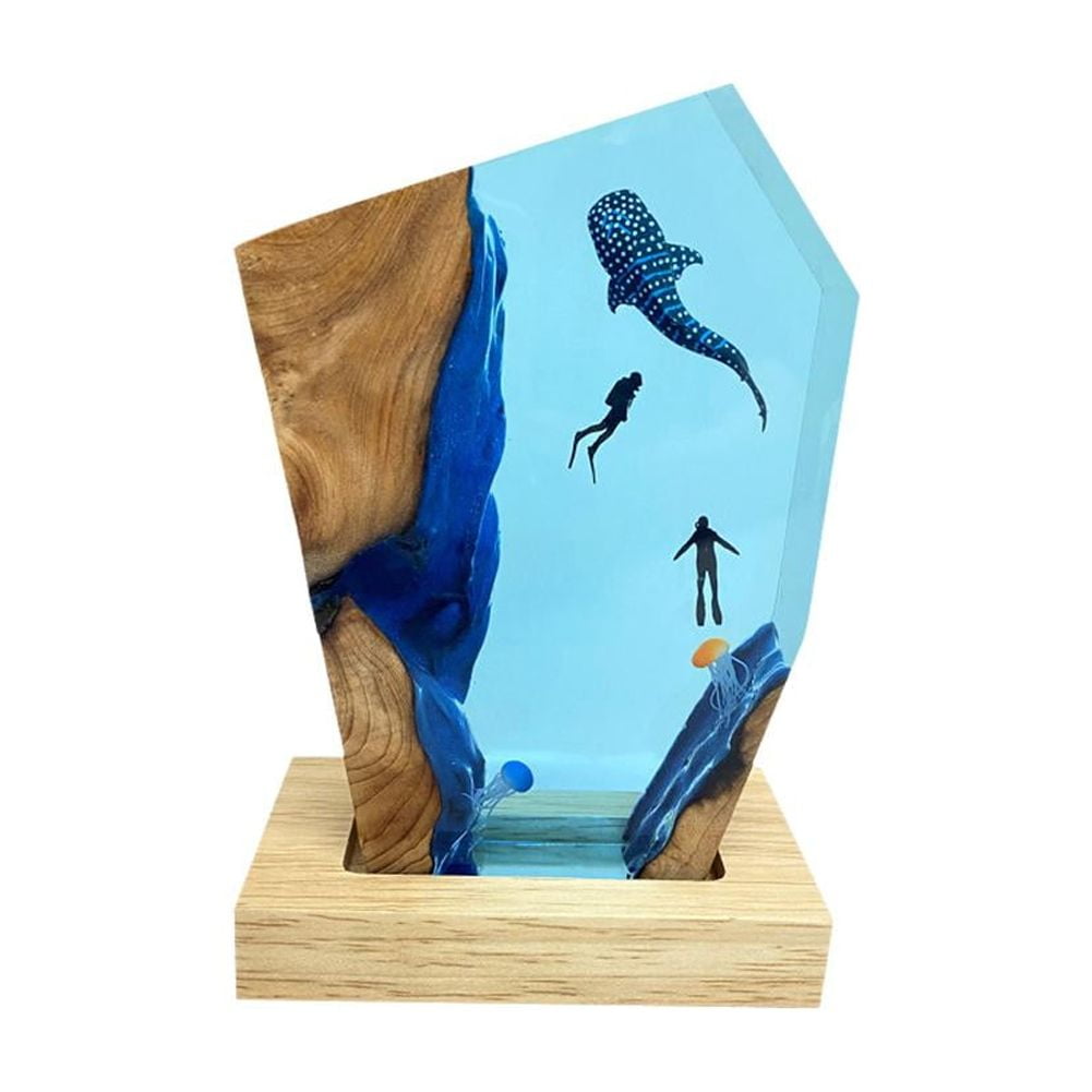 2024 New Diver Ocean Night Light, Handmade Resin Turtle Night Light ...