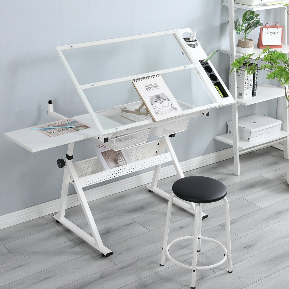 2024 New Drafting Printing Table with Chair, 0-75° 31.5"-49.5 ...