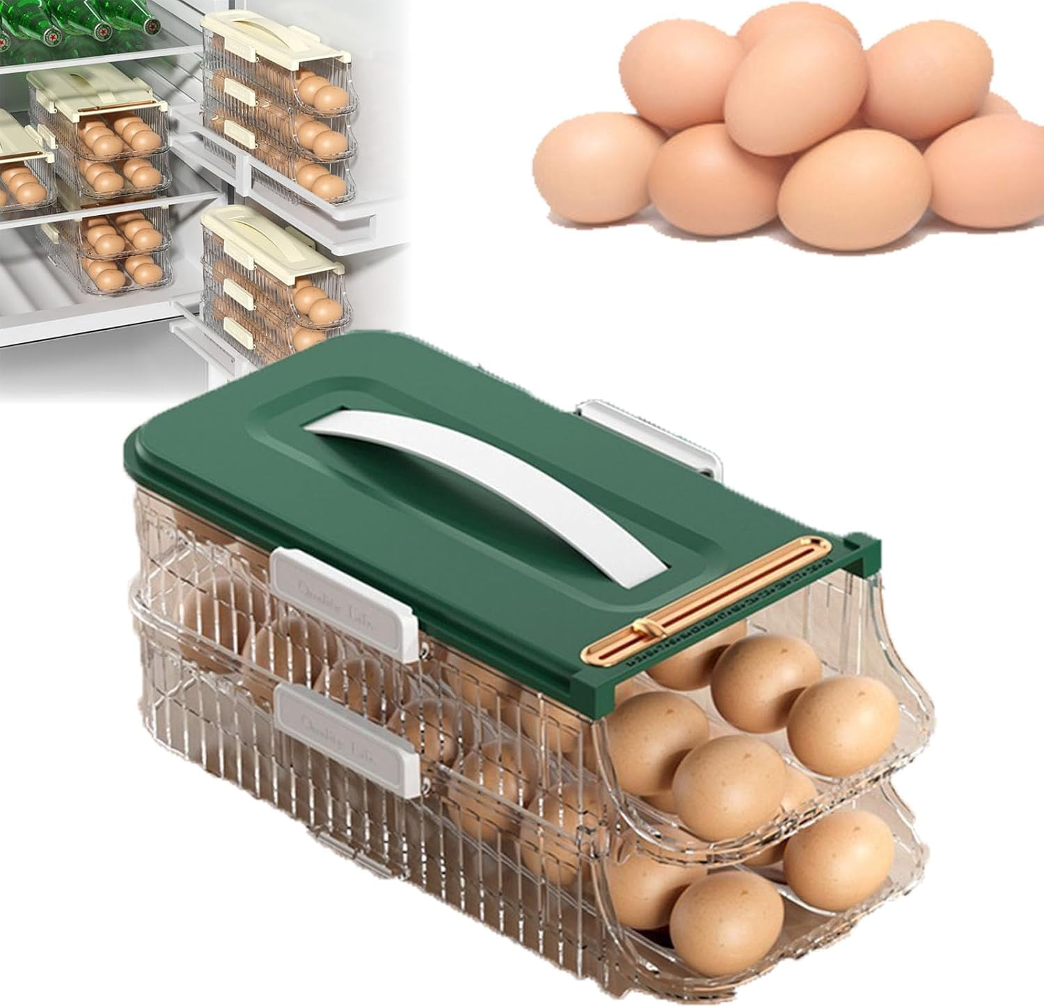 2024 New Egg Holder for Fridge, Egg Organizer for Refrigerator, Rolling ...