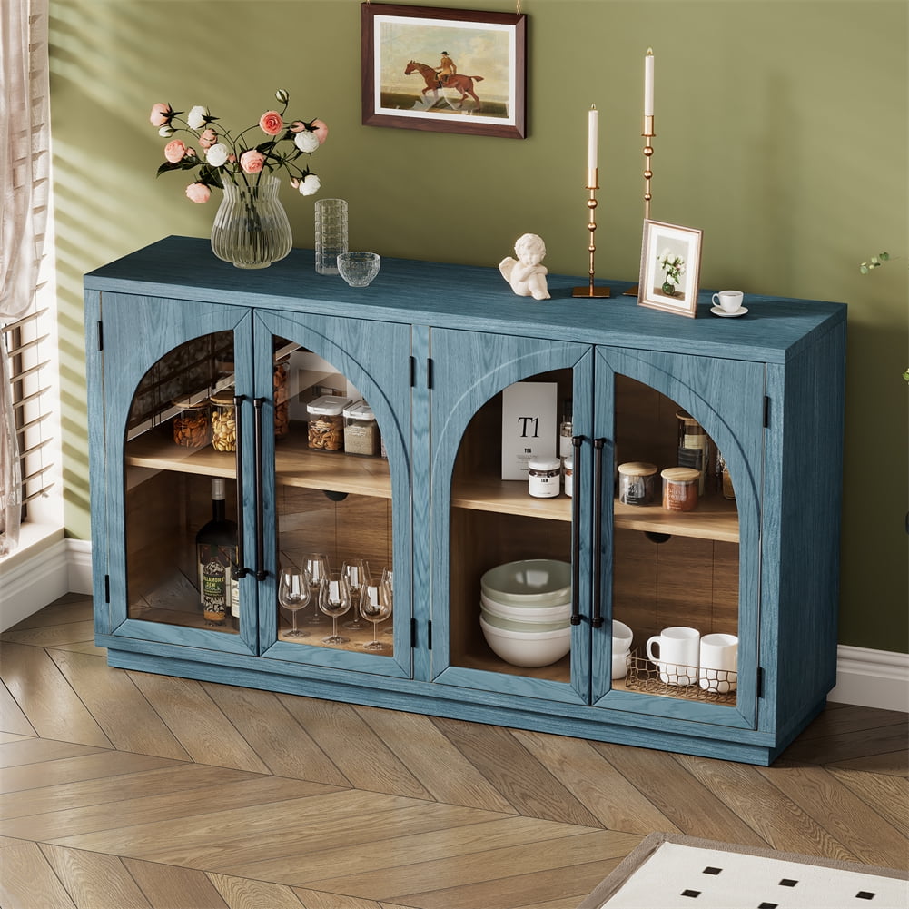 2024 New Farmhouse Retro Style Buffet Cabinet with Storage, 60" Wood ...