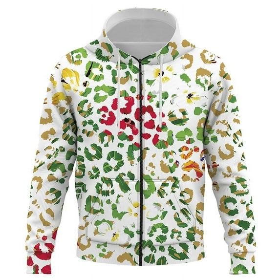 2024 New Fashion Mens Outerwear 3d Print Leopard Print Zipper hoodie ...