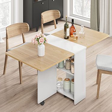 Dinaza Collapsible Dining Table with Storage, Portable, Extendable ...