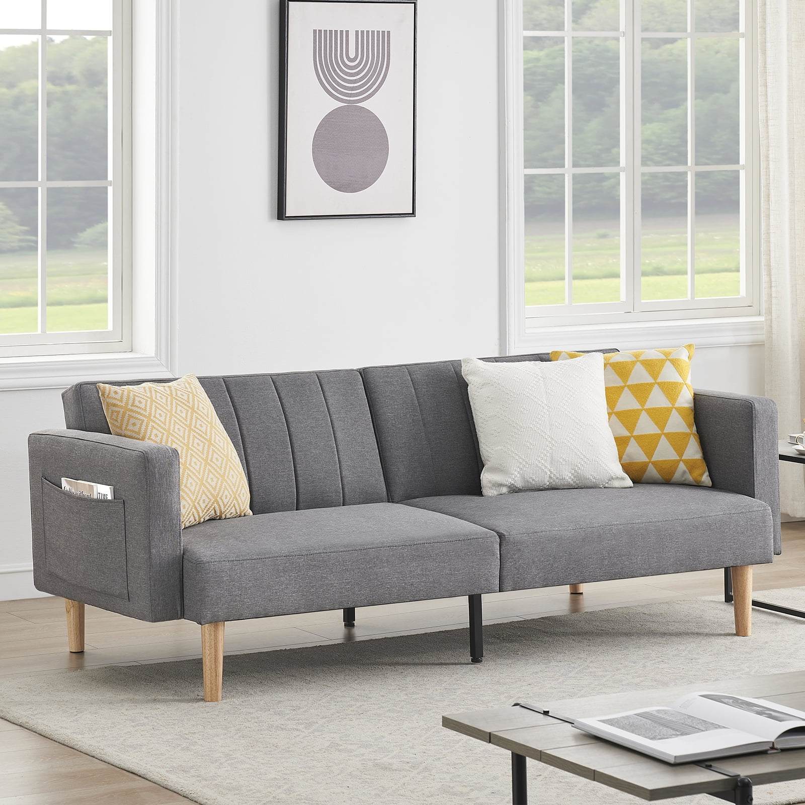 2024 New Futon Linen Sofa Bed, 78 Inch Small Sofa, Loveseat, Modern ...