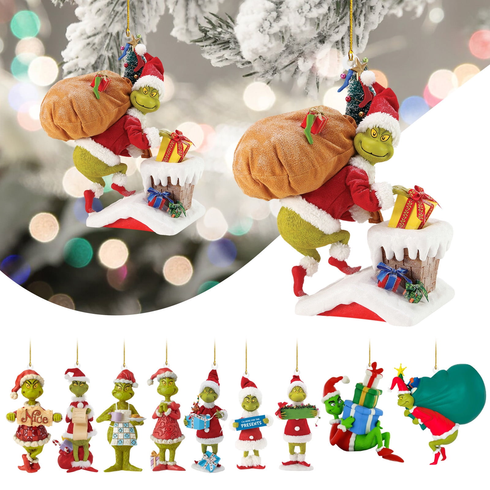 2024 New Grinch Christmas Tree Decorations, Resin Funny Grinch Tree ...