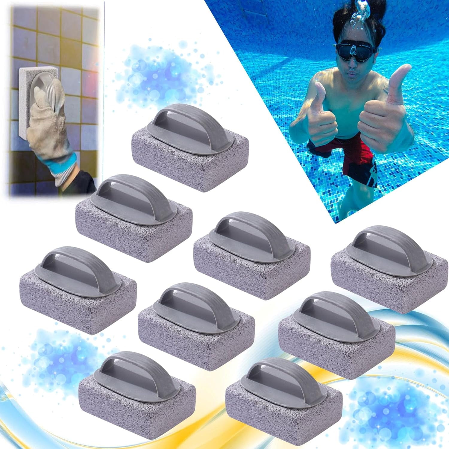 2024 New Hand-Held Pools Pumice Stone,Pool Cleaning Block with Handle ...