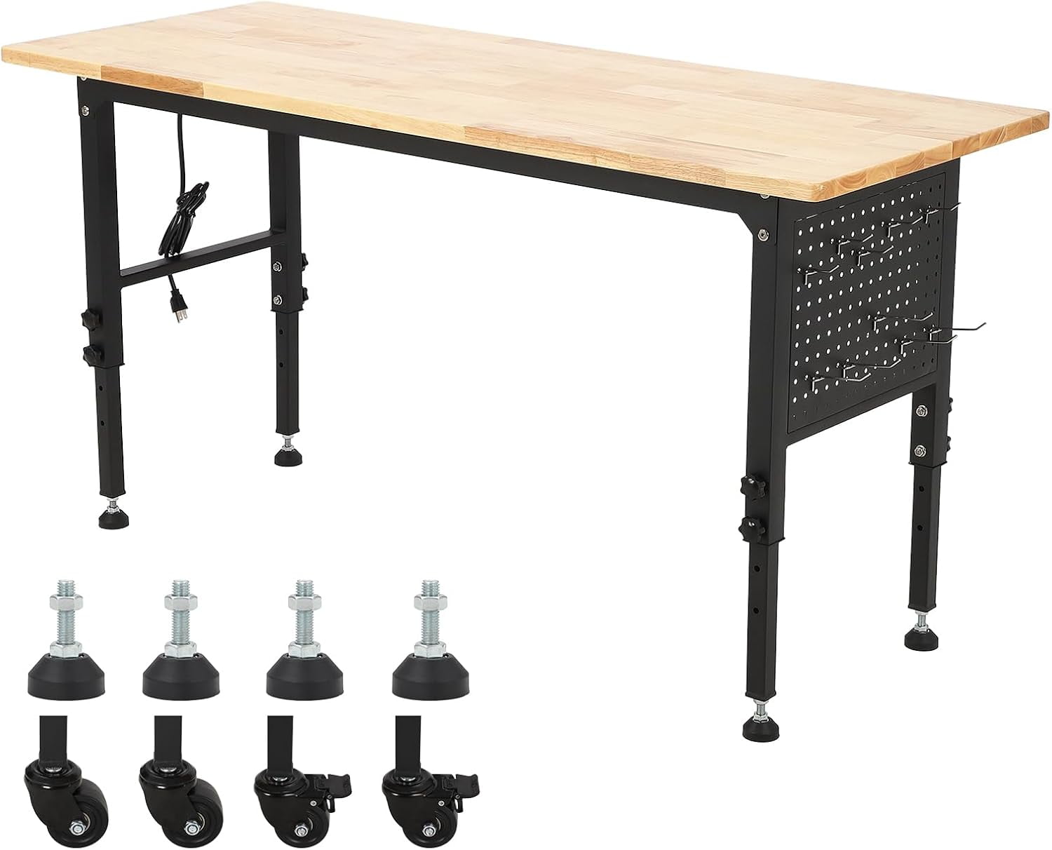 2024 New 48" Heavy Duty Wood Work Bench, with Pegboard and Power ...