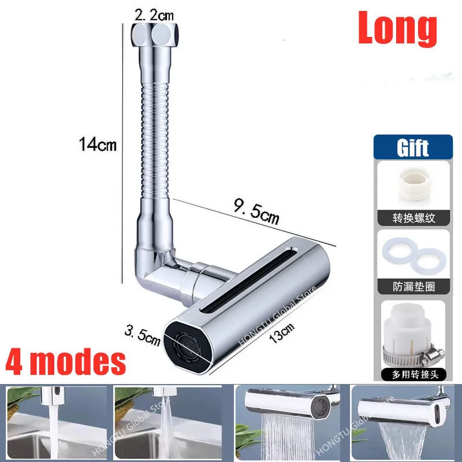 2024 New Kitchen Sink Waterfall Faucet Pressurized Bubbler Splash-proof ...