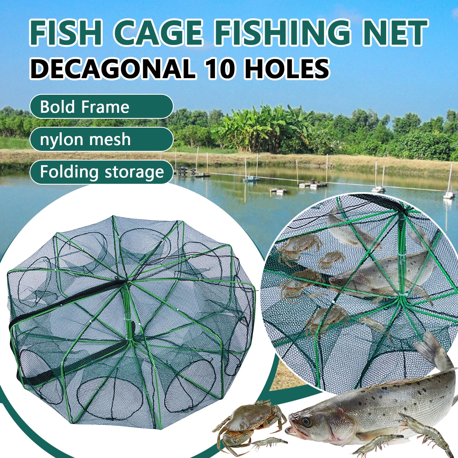 2024 New Magic Foldable Fishing Trap, Fishing Net Trap,Drop Net for ...