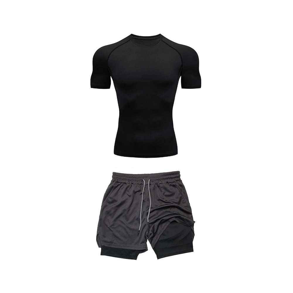 2024 New Men's Compression Tight Suit Quick-drying Short-Sleeved Double ...