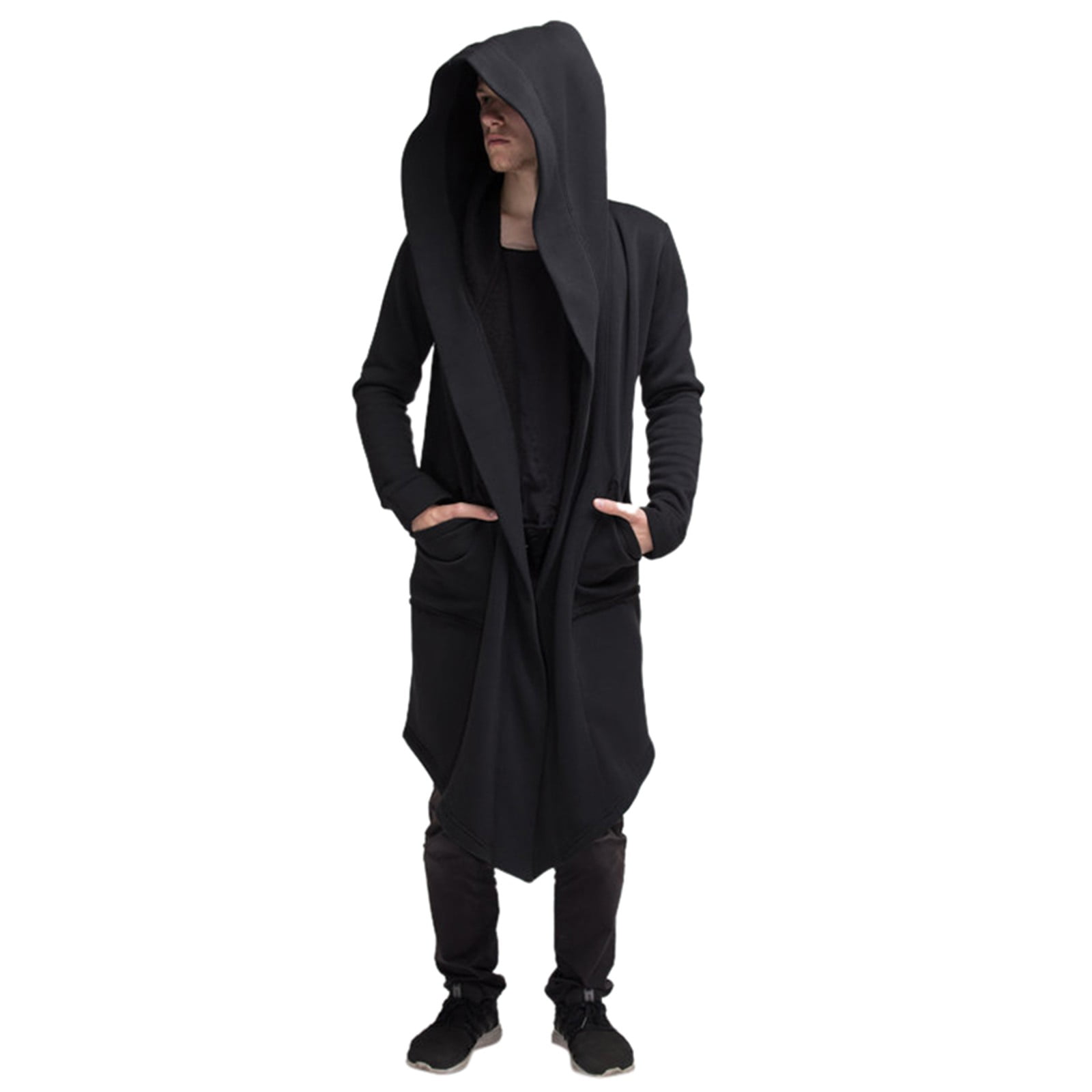 2024 New Men's Jacket Dark Style Zip Hoodie Long Cardigan Cloak Coat ...