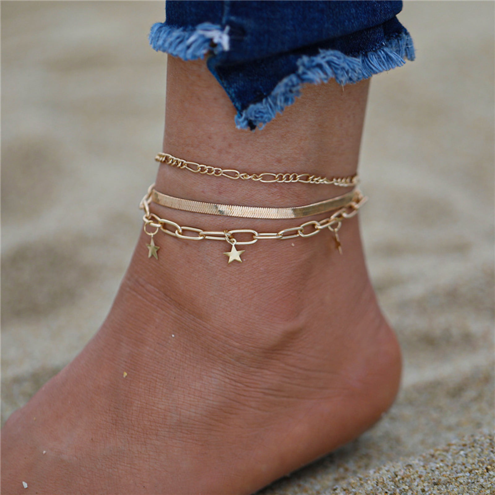 2024 New Moon Star Chain Anklets For Women Minimalist Simple Anklets ...