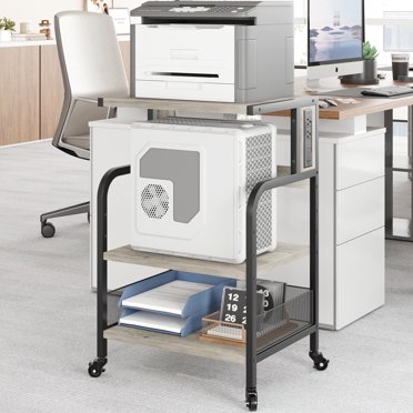 Natwind 3-Tier Mobile Printer Stand, Large Copier Table with Rolling ...