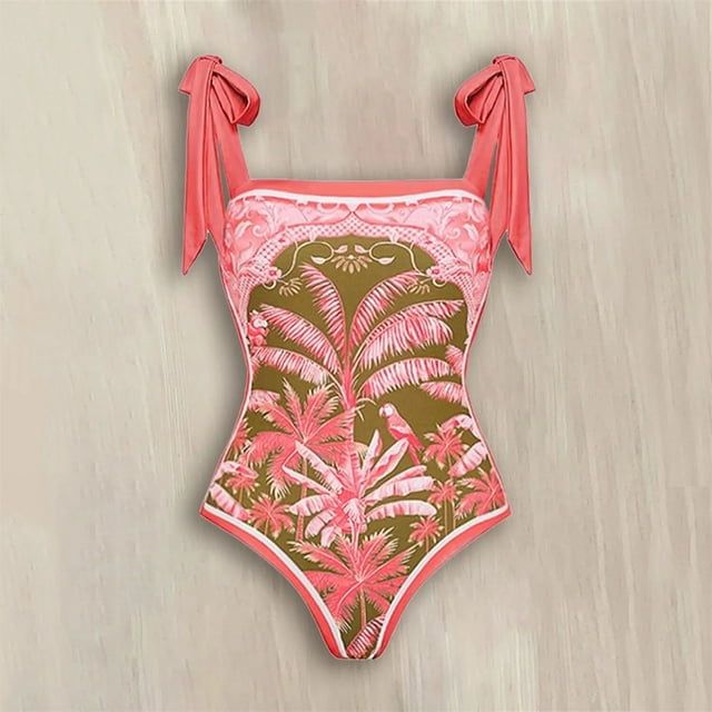 2024 New Sexy One Piece Swimsuit Shoulder Strappy Swimsuit Heart Print