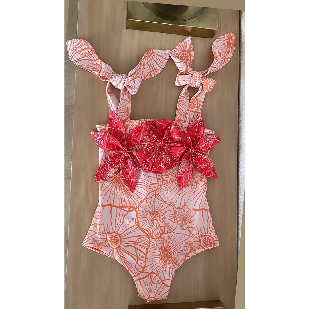 2024 New Sexy One Piece Swimsuit Shoulder Strappy Swimsuit Heart Print