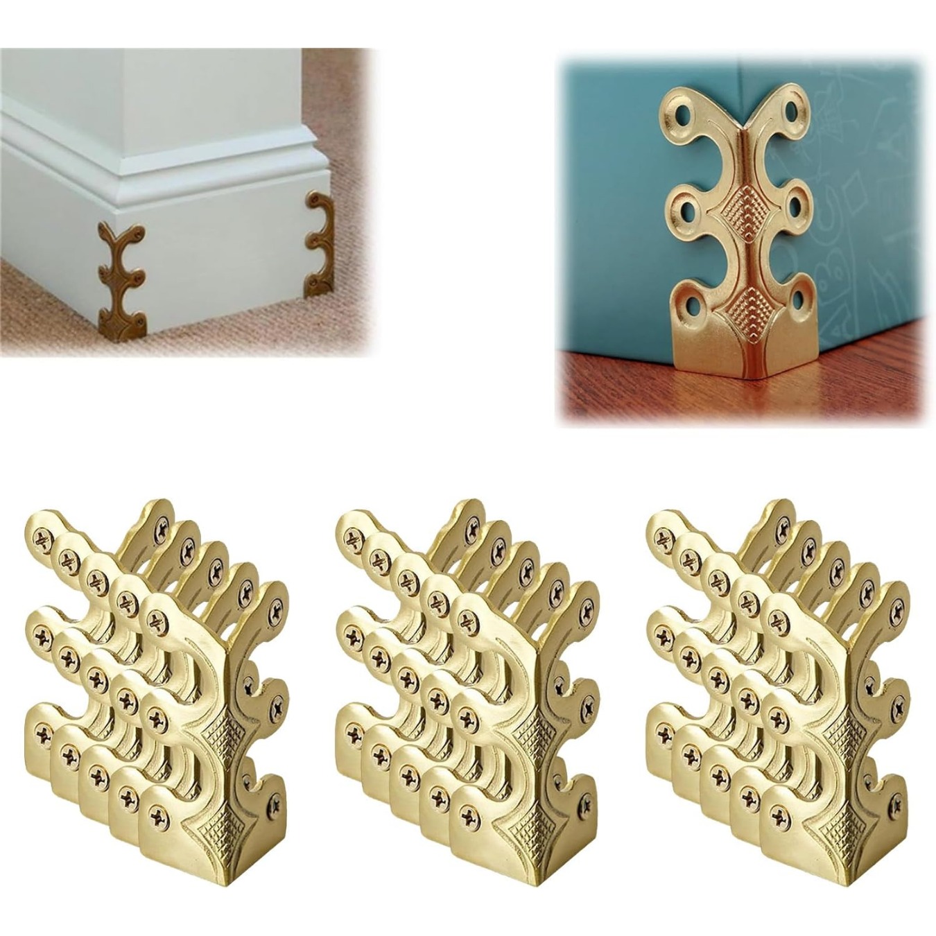 2024 New Skiffers Baseboard Corner Protectors, Solid Brass Skirting ...