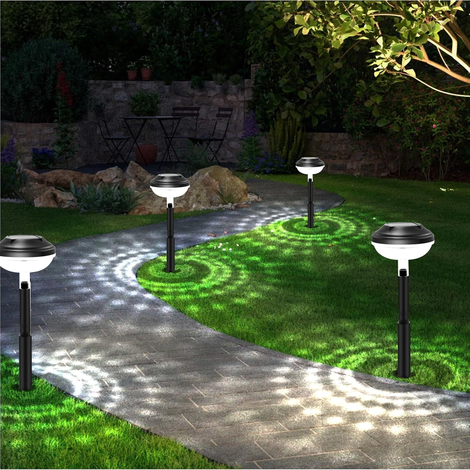2024 New Solar Lights Outdoor Waterproof-4 Pack, 6000K Solar Powered ...