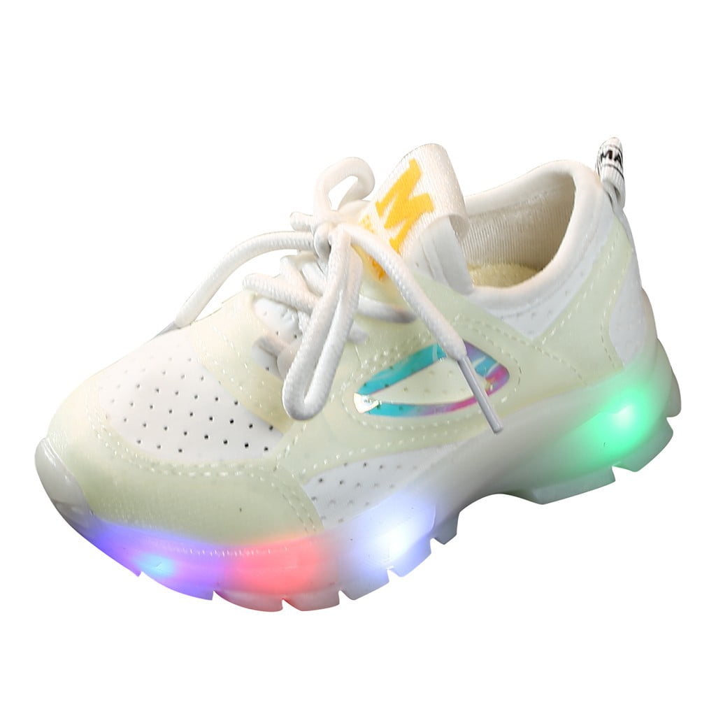 2024 New Sport Mesh Run Luminous High Top Shoes Size 4 Girls Breathable ...