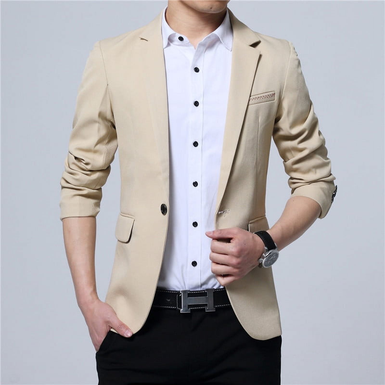 2024 New Spring and Autumn thin Casual Men Blazer Cotton Slim England Suit Blaser Masculino Male ...